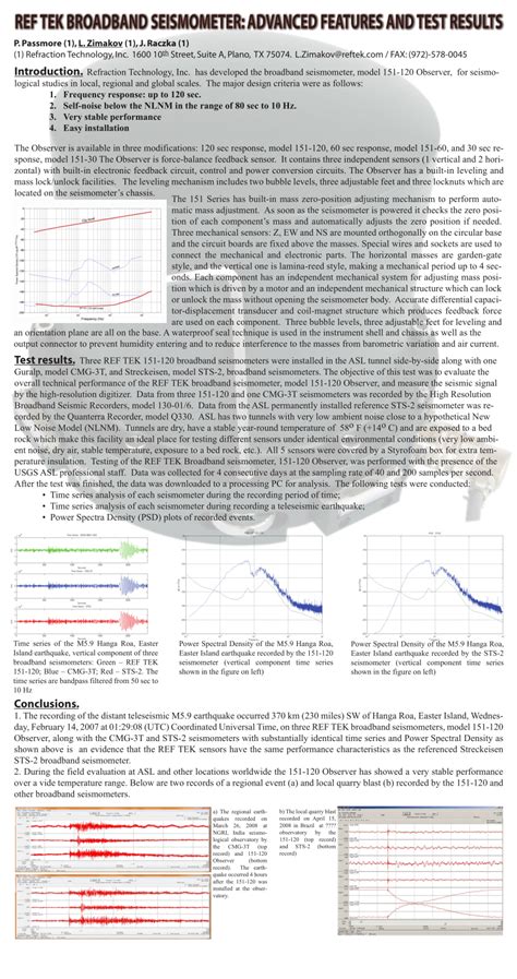 Pdf Ref Tek Broadband Seismometer Advanced Features And Test Results
