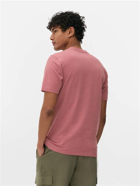 Men S Light Red Slim Fit Cotton Rich T Shirt Primark