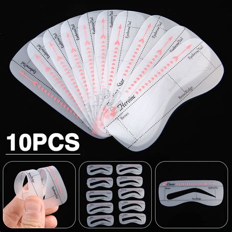 10pcs Eyebrow Stamp Thrush Tool Styles Reusable Eyebrow Card Stencil