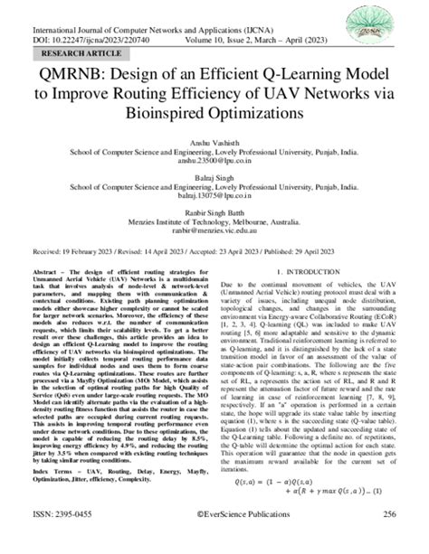 Pdf Qmrnb Design Of An Efficient Q Learning Model To Improve Routing Efficiency Of Uav