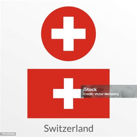 Set Bendera Swiss Simbol Nasional Swiss Ilustrasi Vektor Ilustrasi Stok