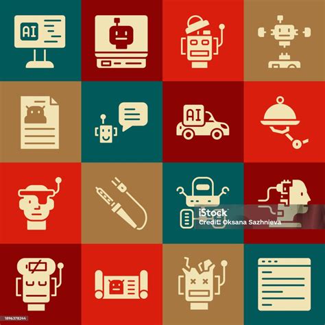 컴퓨터 Api 인터페이스 유지 보수용 로봇 웨이터 로봇 봇 기술 사양 소프트웨어 및 자율 스마트 자동차 아이콘을 설정합니다 벡터 Brand Name Smart Phone에