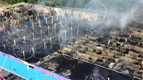 Последствия масштабного пожара на подмосковном складе Ozon попали на видео Мослента