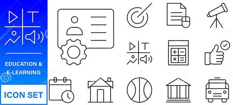 Education Line Icons Collection Big Ui Icon Set In A Flat Design Thin Outline Icons Pack Stock