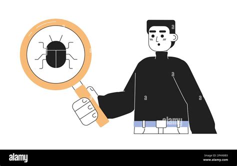 Scanning System For Viruses Line Concept Vector Spot Illustration Stock Vector Image And Art Alamy