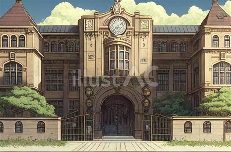 学校の校舎と校門イラスト No 23578917／無料イラストフリー素材なら「イラストac」