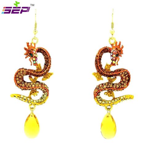 2015 Fashion Drop Dangle Earrings For Women Dragon Earring Rhinestone