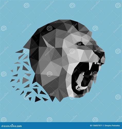 Polygonal Roaring Lion In Vector Stock Vector Illustration Of