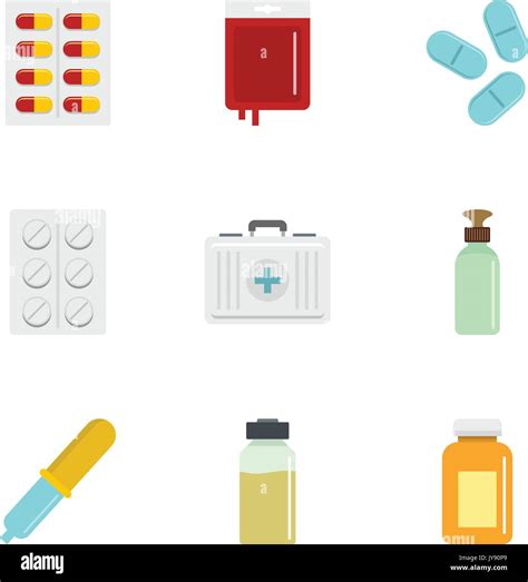 Pharmacy Icon Set Flat Style Stock Vector Image And Art Alamy