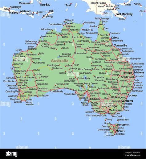Large Detailed Map Of Australia With Cities And Towns