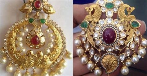 Peacock And Laxmi Antique Pendants Jewellery Designs