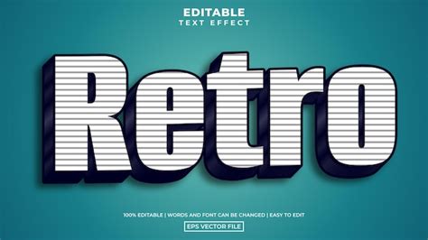 Premium Vector Retro Text Style Blue Glossy Effect Editable Text
