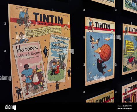Assorted Covers Of The Adventures Of Tintin Comic Books By Herge