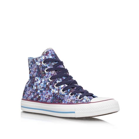 Converse Floral High Top Trainers In Purple Lyst