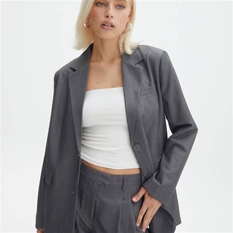 Glassons Oversized Grey Blazer Blazer Depop