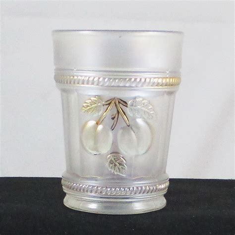 Antique Northwood Ice White With Gold Peach Carnival Glass Tumbler