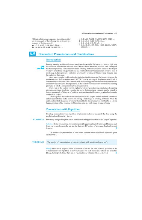 Generalized Permutations And Combinations ] A 1 3 6 10 15 21