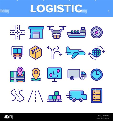 Global Logistic Department Linear Vector Icons Set Logistic Management Delivery Service Thin