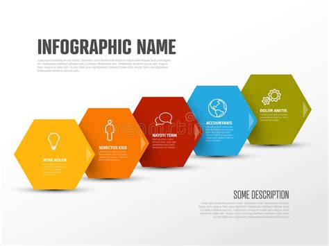 Infographic Template With Big Hexagons In Diagonal Line Stock Vector