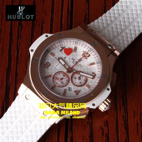 香港恒宝 HUBLOT 拉丝钢壳男款石英手表 白色玫瑰金壳腕表宇舶表 卡哇伊 清香