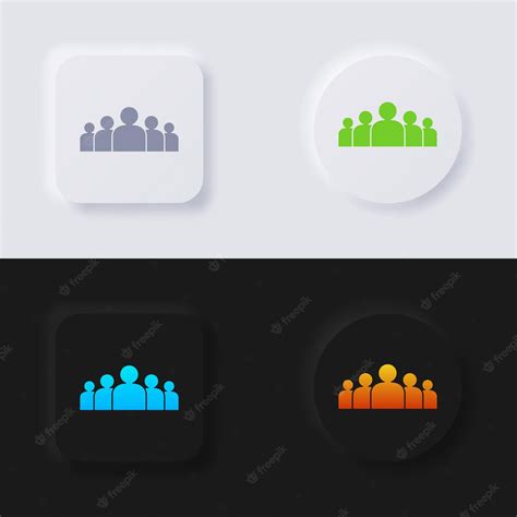 premium vector group of people icon set multicolor neumorphism button