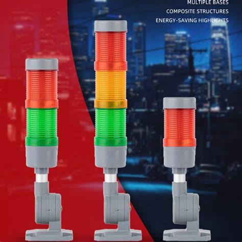 Tower Stack Lights Round LED Warning Lamp Continuous Flashing Light Switchable 12 24V AC110V
