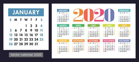 日曆 2020 向量口袋基本網格簡單的設計範本五顏六色的兒童日曆向量圖形及更多一月圖片 一月 一週 七月 Istock