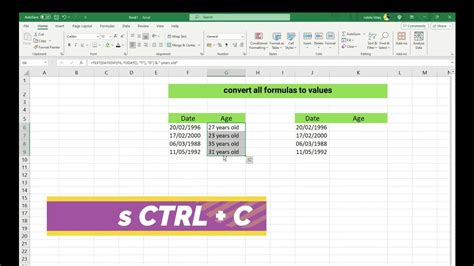 How To Convert All Formulas To Values In Excel Youtube