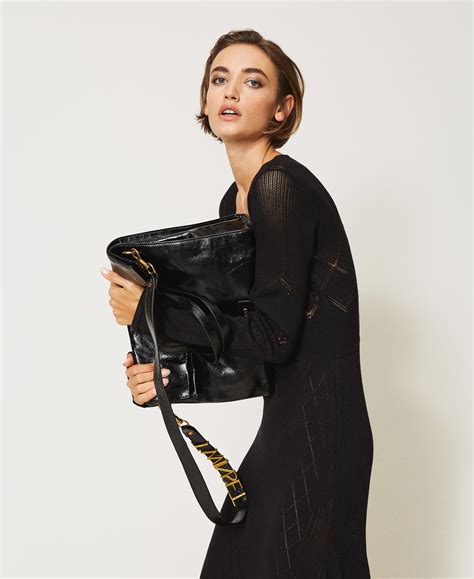 Bolso Shopper Twinset Bag De Piel Plegable Mujer Negro Twinset Milano