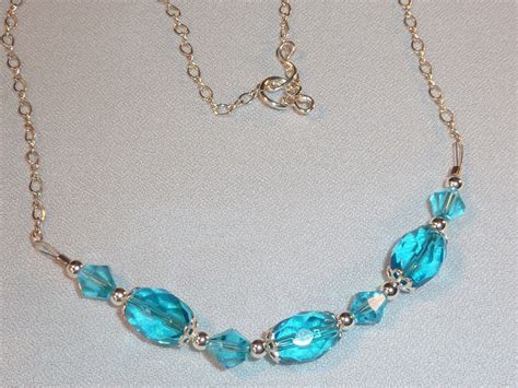 Turquoise Crystal And Sterling Silver Necklace Jewelry Making Photo