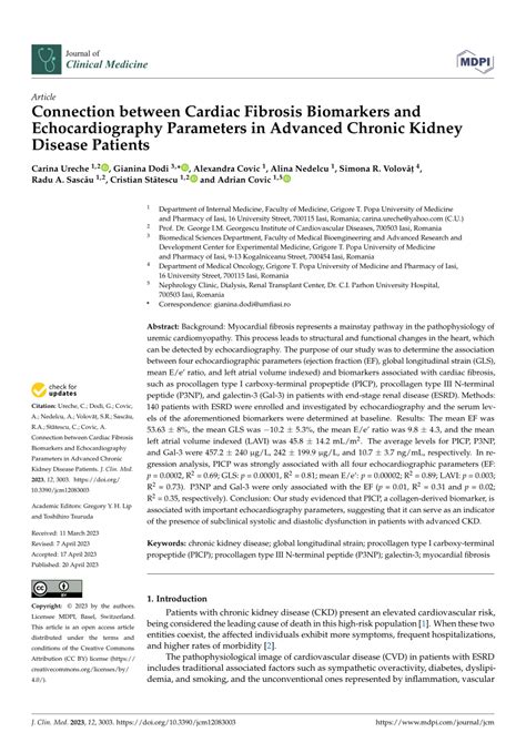 Pdf Connection Between Cardiac Fibrosis Biomarkers And