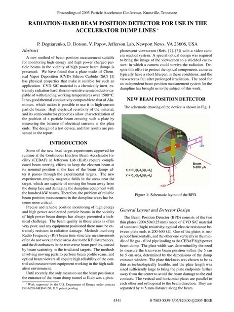 Pdf Radiation Hard Beam Position Detector For Use In The Accelerator