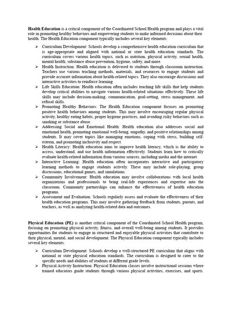 Coordinated School Health Program Module Pdf Physical Education