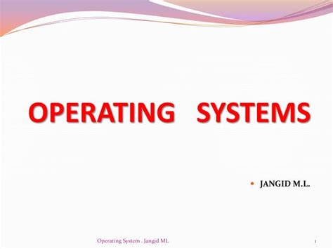 Operating Systems Jangid Ml Ppt
