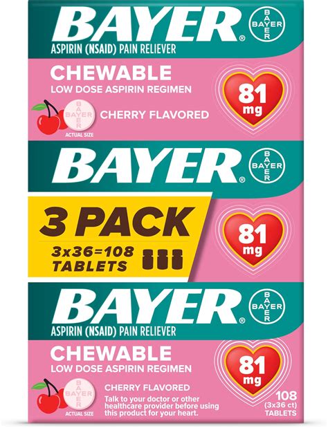 Bayer Aspirin Low Dose 81 Mg Chewable Tablets Pain