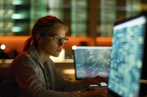 premium ai image a scientist analyzing data on a computer in a