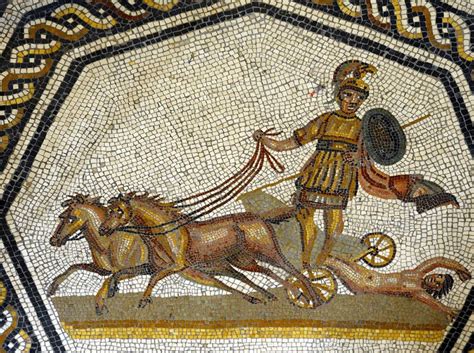 Ancient Roman Mosaic Charioteer Dragging Naked Captive Vatican