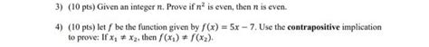 solved 3 10pts given an integer n prove if n2 is even