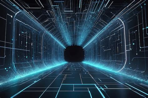 Premium Photo 3d Illustration Flying Through Digital Data Tunnel Made