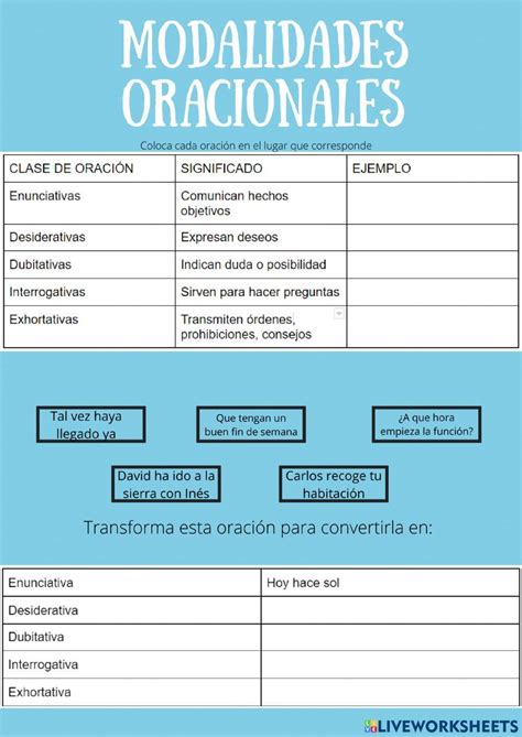 Modalidades Ora… Free Interactive Worksheets 1106343