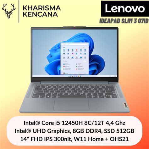 Jual IDEAPAD SLIM 3 14IAH8 06ID 3JID 6HID CORE I5 12450H 16GB 512GB 14 FHD IPS W11 OHS Shopee