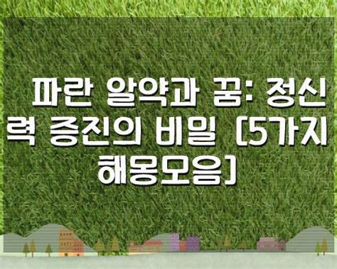 파란 알약과 꿈 정신력 증진의 비밀 5가지 해몽모음
