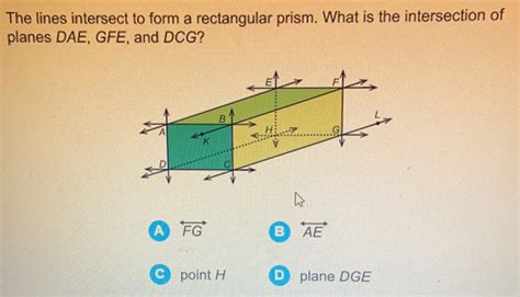 Solved The Lines Intersect To Form A Rectangular Prism What Is The Intersection Of Planes Dae