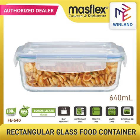 Masflex By Winland 640ml Rectangular Borosilicate Glass Food Container