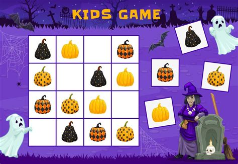 Halloween Sudoku Holiday Characters And Pumpkins 48927742 Vector Art