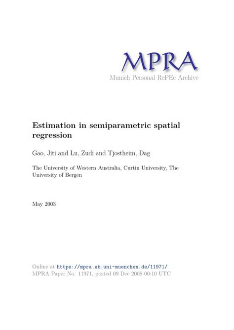 Pdf Estimation In Semiparametric Spatial Regression Dokumentips