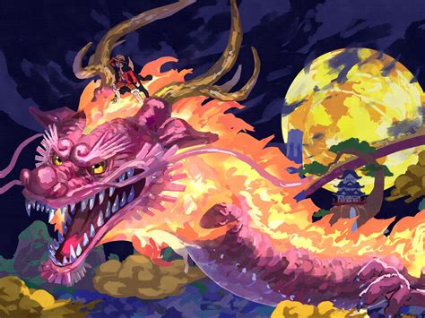 One Piece Kozuki Momonosuke Dragon Form And Straw Hat Luffy 4k Shkarkimi I Sfondit Të