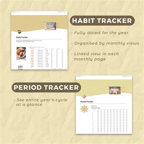 Notion Planner Template Full Year Digital Life Planner Customisable Notion Template Cute Cafe