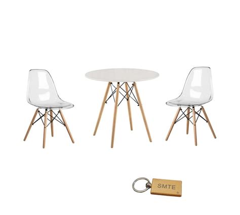 Someones In A Makro 3 Piece Modern Wooden Table And Clear Wooden Leg