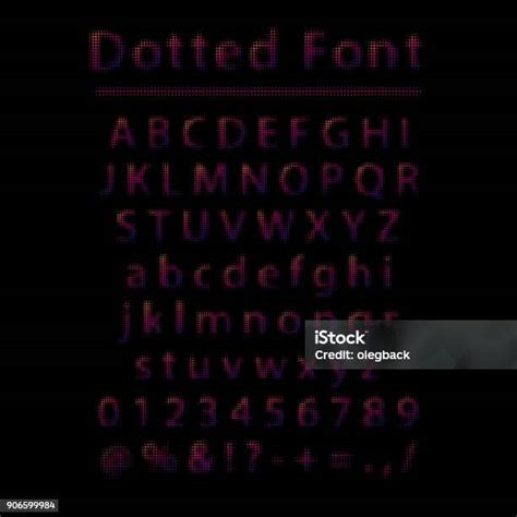 Vector Gestippelde Lettertype Kleur De Letters En Cijfers Gemaakt Van